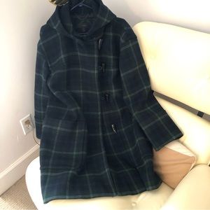 J. Crew | Jackets & Coats | J Crew Tartan Plaid Hooded Wool Toggle Coat ...